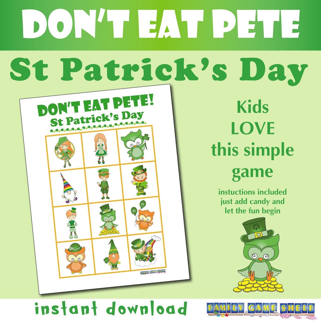 Printable Don't Eat Pete Game for St Patrick's Day for Kids, St Patrick ...