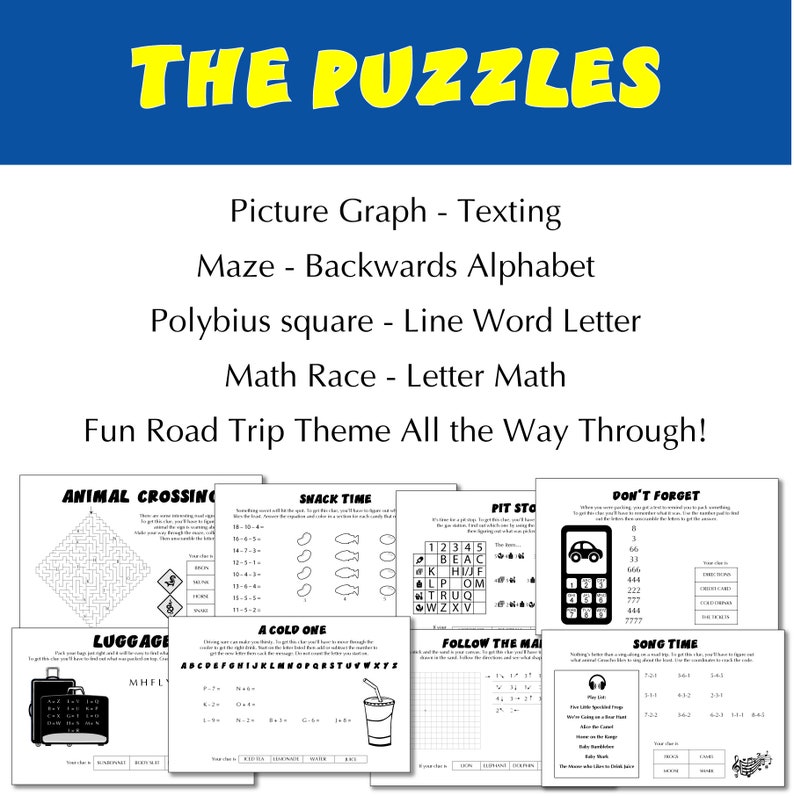 Escape Room for Kids Printable Party Game, Road Trip Game, Birthday ...