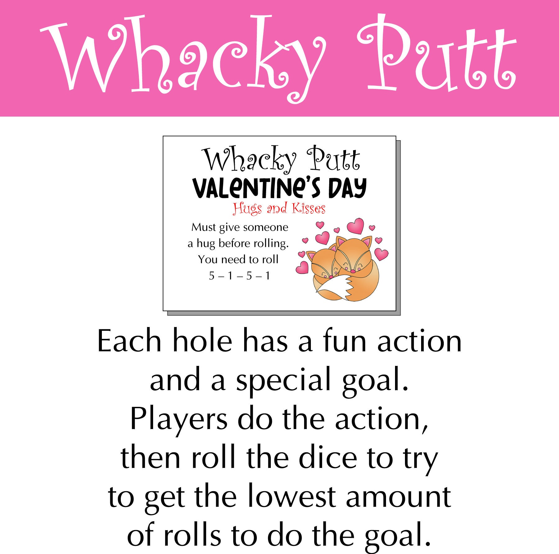 Mini Golf Dice Game Printable Valentine's Day Mini Golf Printable ...