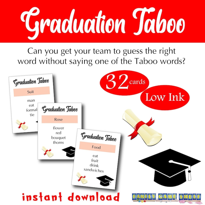 Graduation Taboo Game, Graduation Party Games, Grad Party Games ...