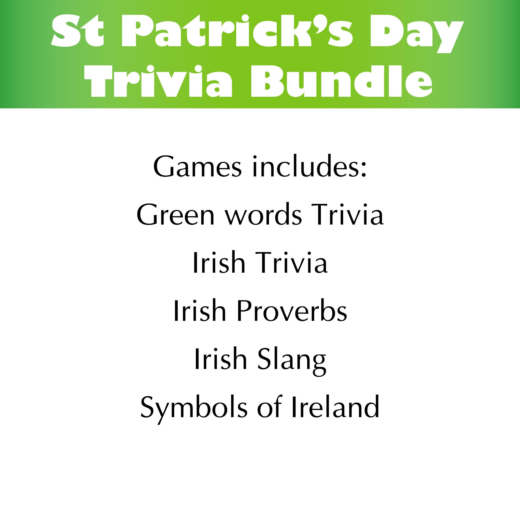 Printable St Patrick's Day Trivia Game Bundle, St Patrick's Day Party ...