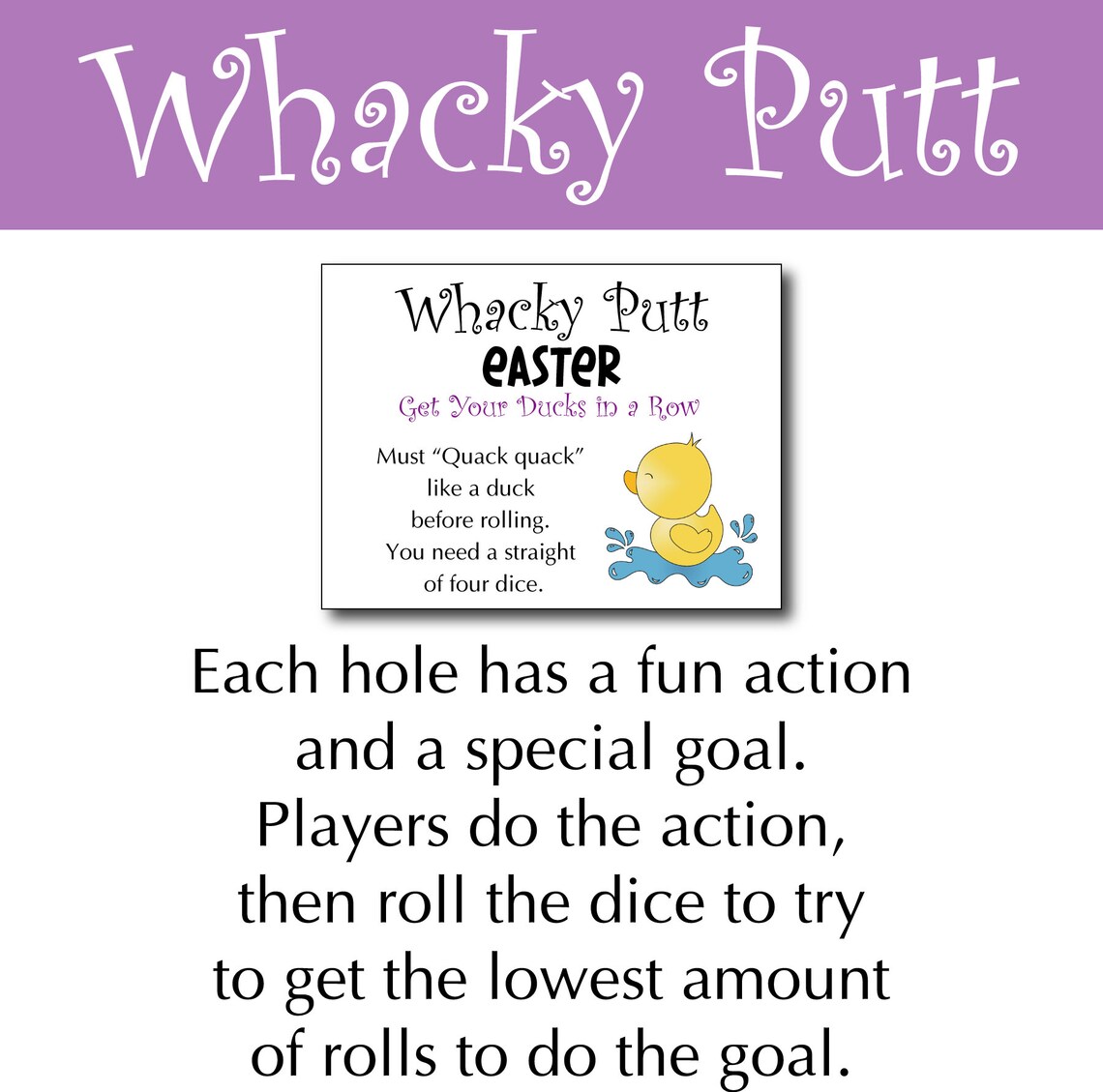 Printable Whacky Putt Easter Mini Golf Dice Game, Printable Dice Game ...