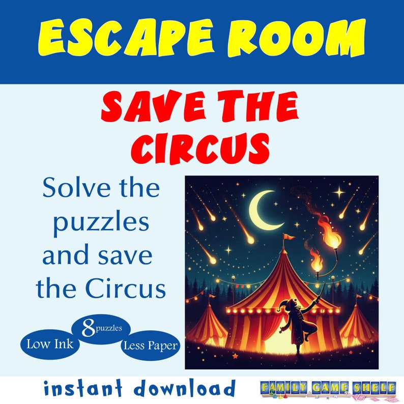 Escape Room for Kids Printable Party Game, Circus Game, Birthday Party ...
