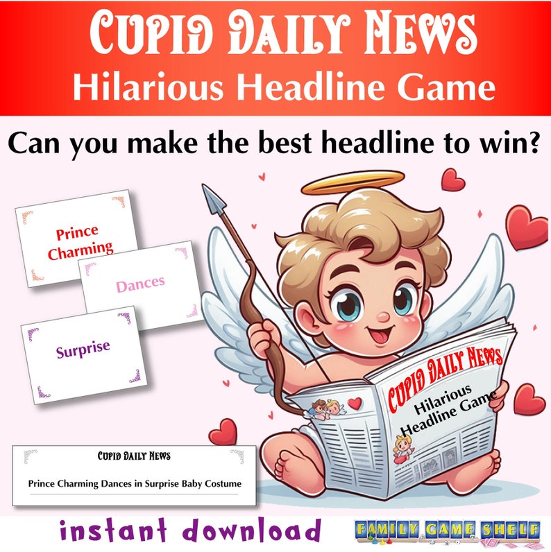 Printable Valentine's Day Game for Kids, Valentines Activity, Headline ...