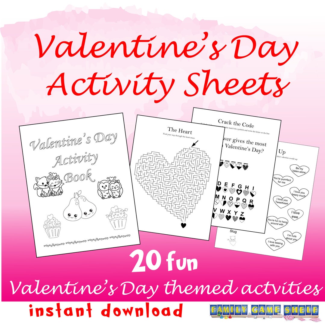 Valentine's Day Activity Sheets for Kids, Printable Valentines Day ...
