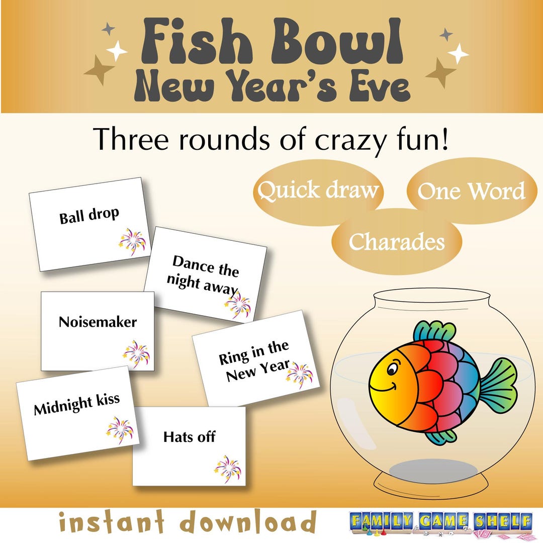 Printable Board Game Fish Bowl New Year's Eve Party Game, Adult Game ...