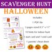 Printable Indoor Halloween Scavenger Hunt, Halloween Treasure Hunt ...