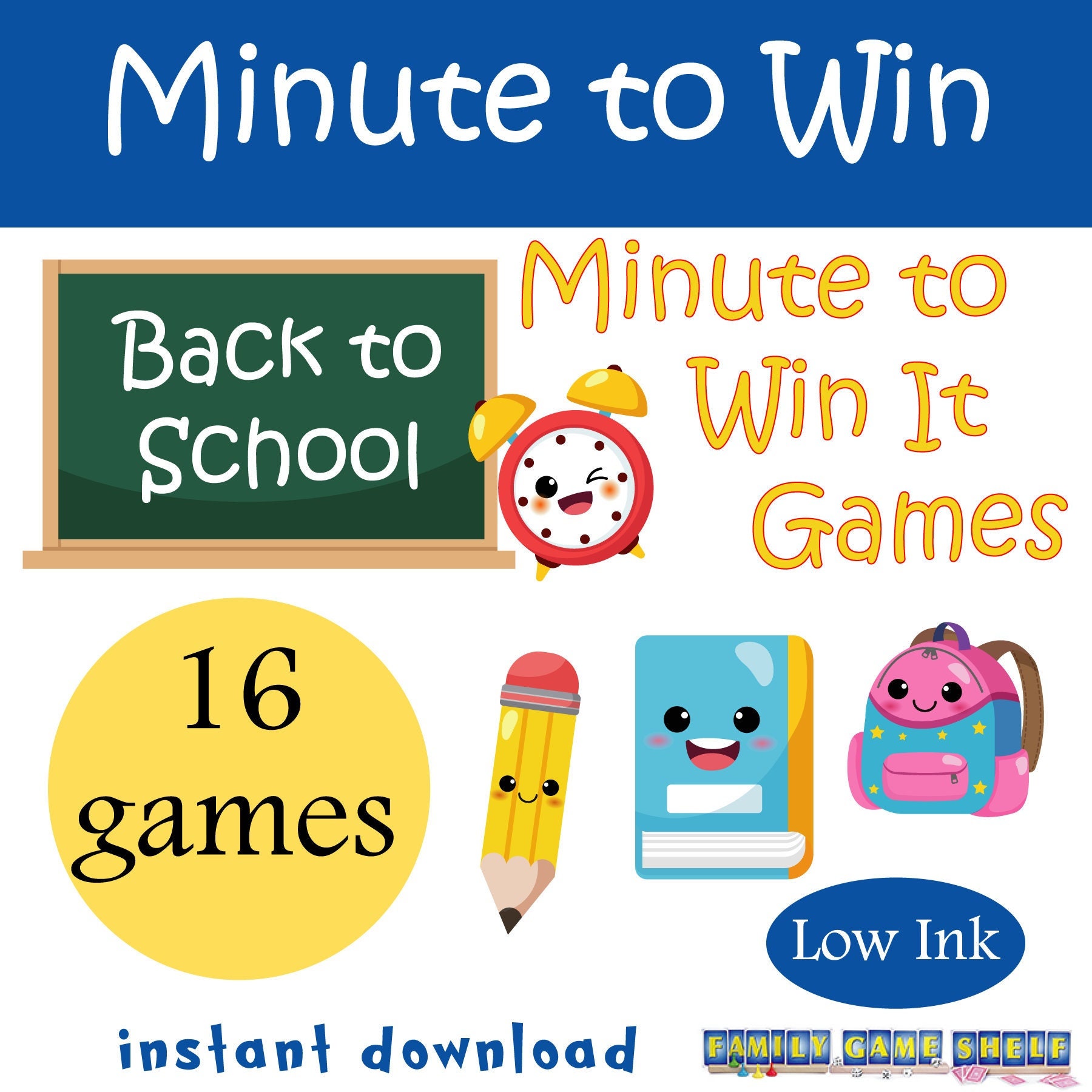Printable Back to School Minute to Win Games for Families, Back to ...