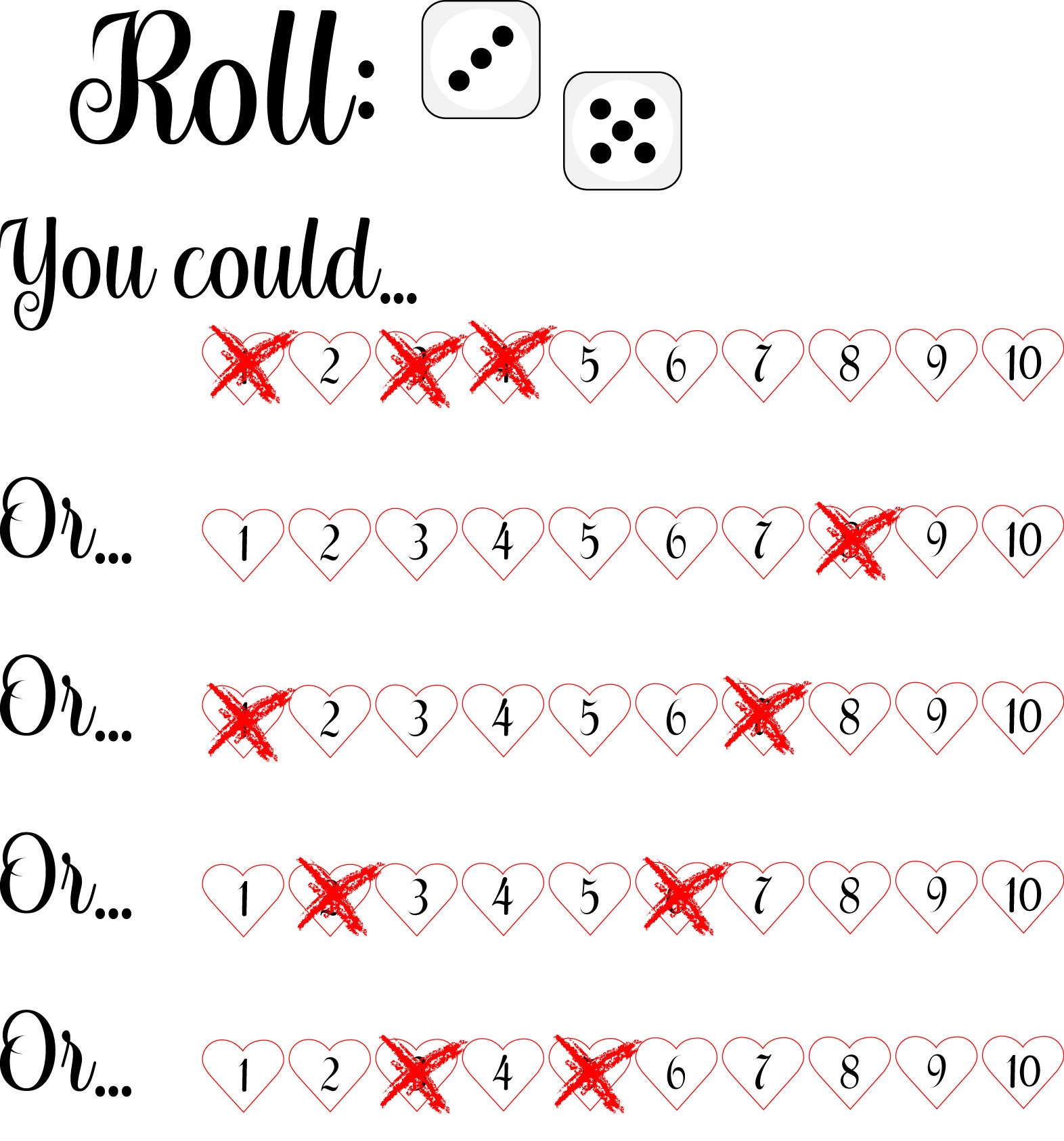 Printable Shut the Box Valentine's Day Game, Valentine's Day Dice Game ...