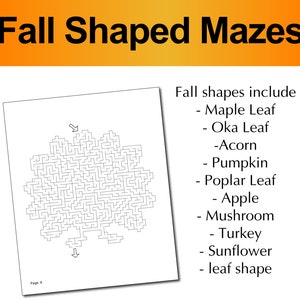 Printable Fall Themed Shape Mazes, Printable Fall Activity Sheets, Fall ...