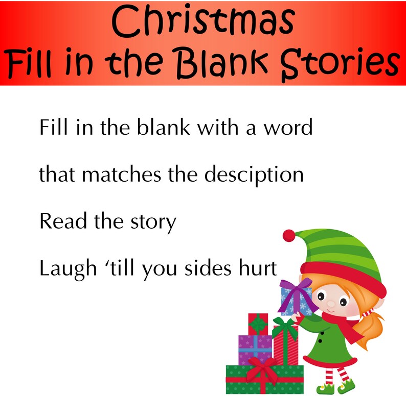 Printable Christmas Fill in the Blank Stories for Kids, Christmas Party ...