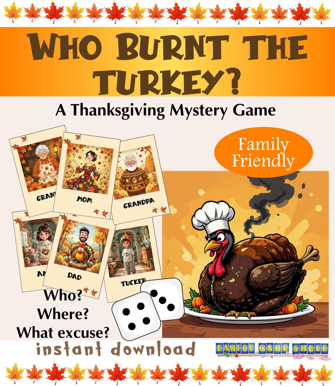 Thanksgiving Mystery Game Who Burnt the Turkey, Friendsgiving, Party ...
