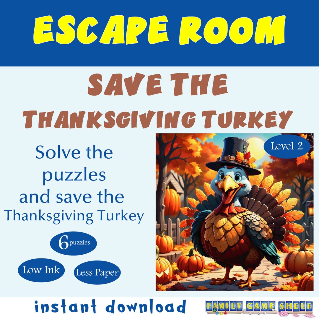 Printable Thanksgiving Escape Room for Kids Party Game, Save the Turkey ...