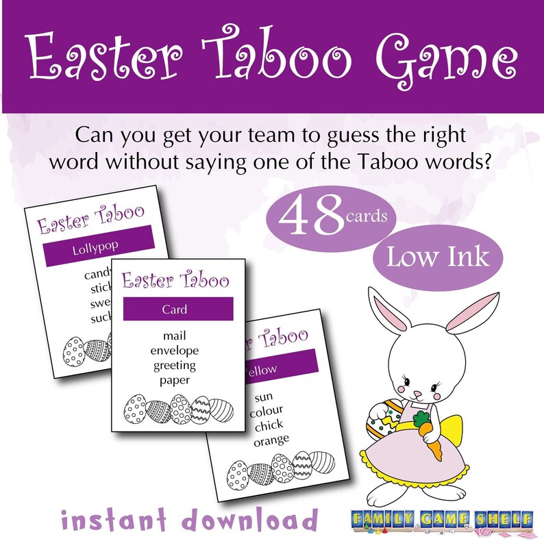 Printable Easter Taboo Game, Easter Party Game Printable, Spring Taboo ...