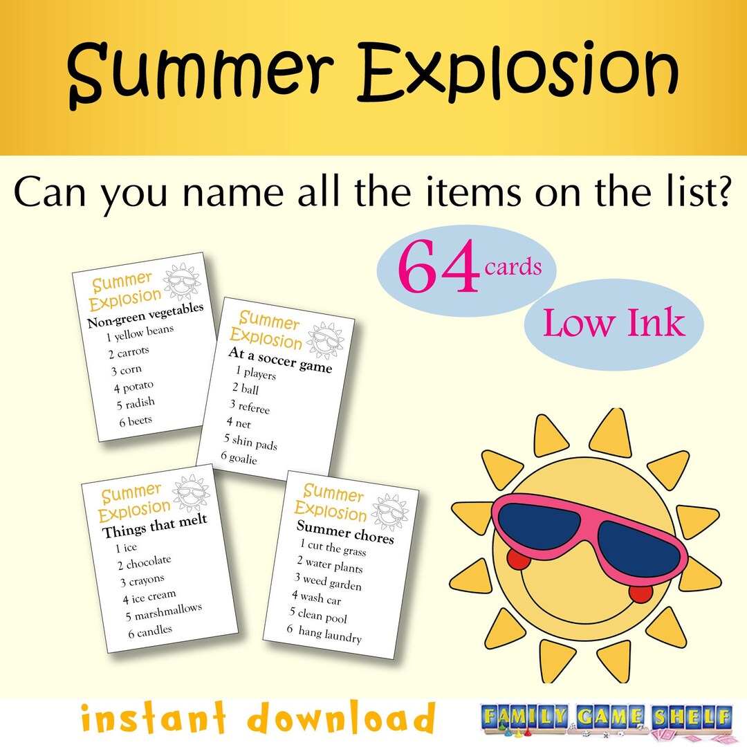 Summer Word Family Board Game Printable Game for Family Game Night and ...