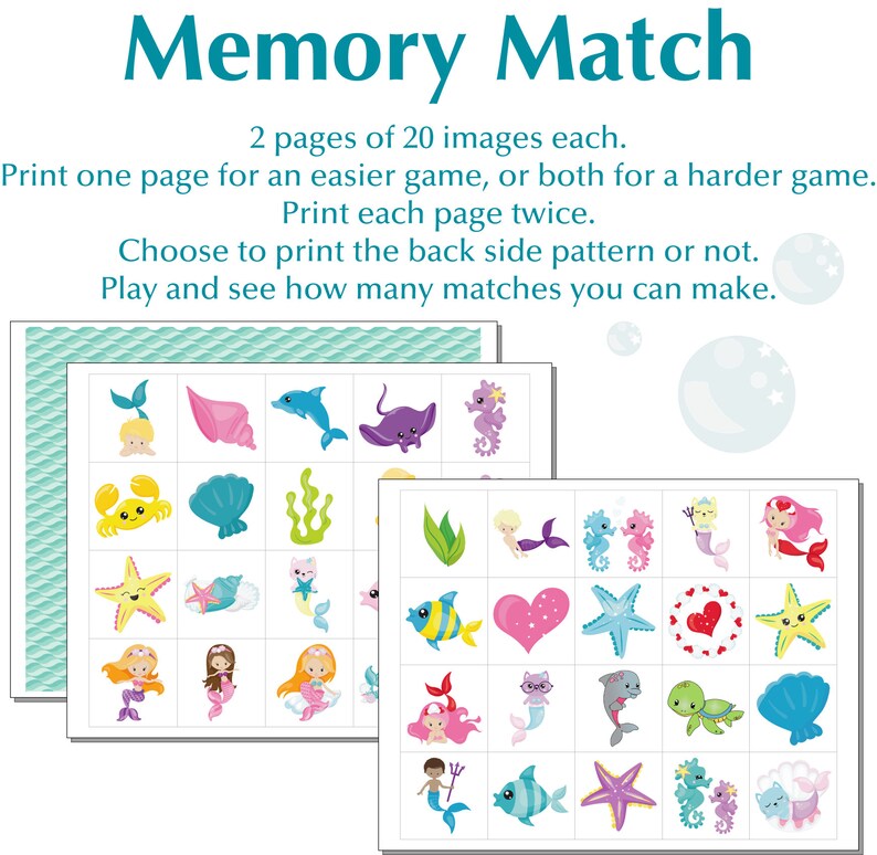 Preschool Mermaid Game Bundle, Printable Mermaid Games, Mermaid ...