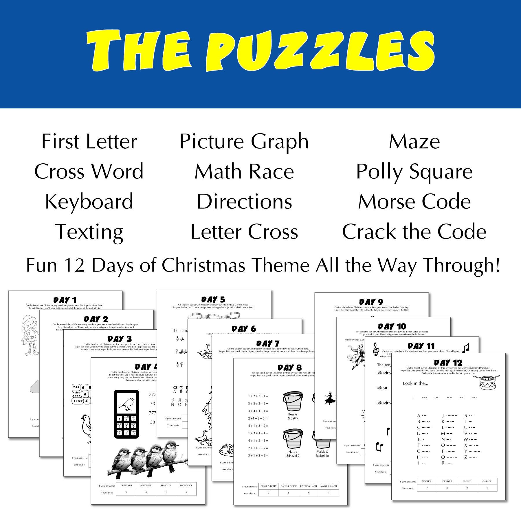 Printable Escape Room for Kids Party Game, Save the 12 Days of ...