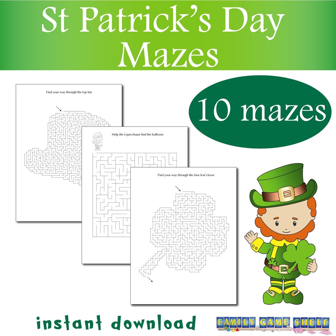 Printable St Patrick's Day Mazes - Etsy