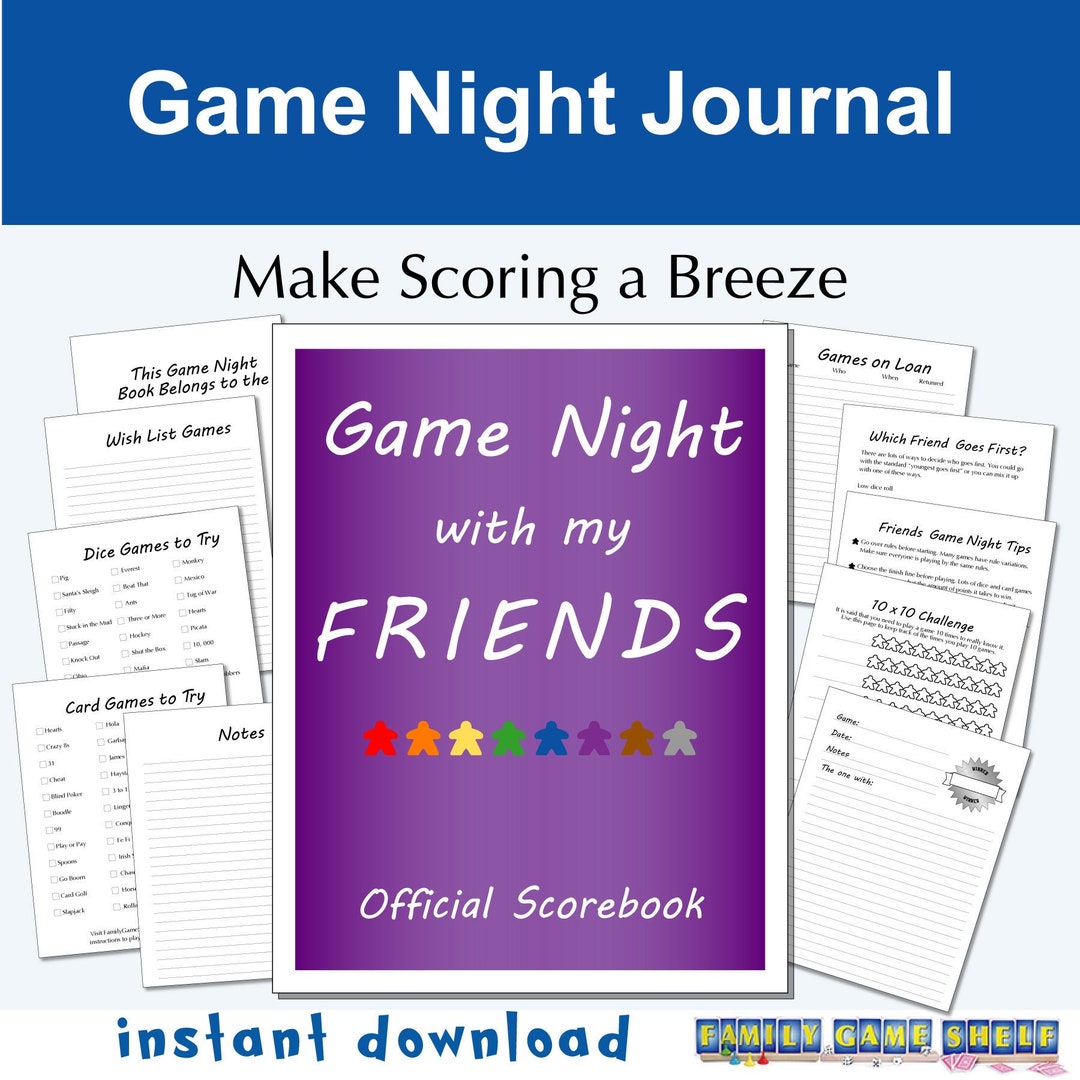 Printable Game Night Score Book, Game Night With My Friends Game ...