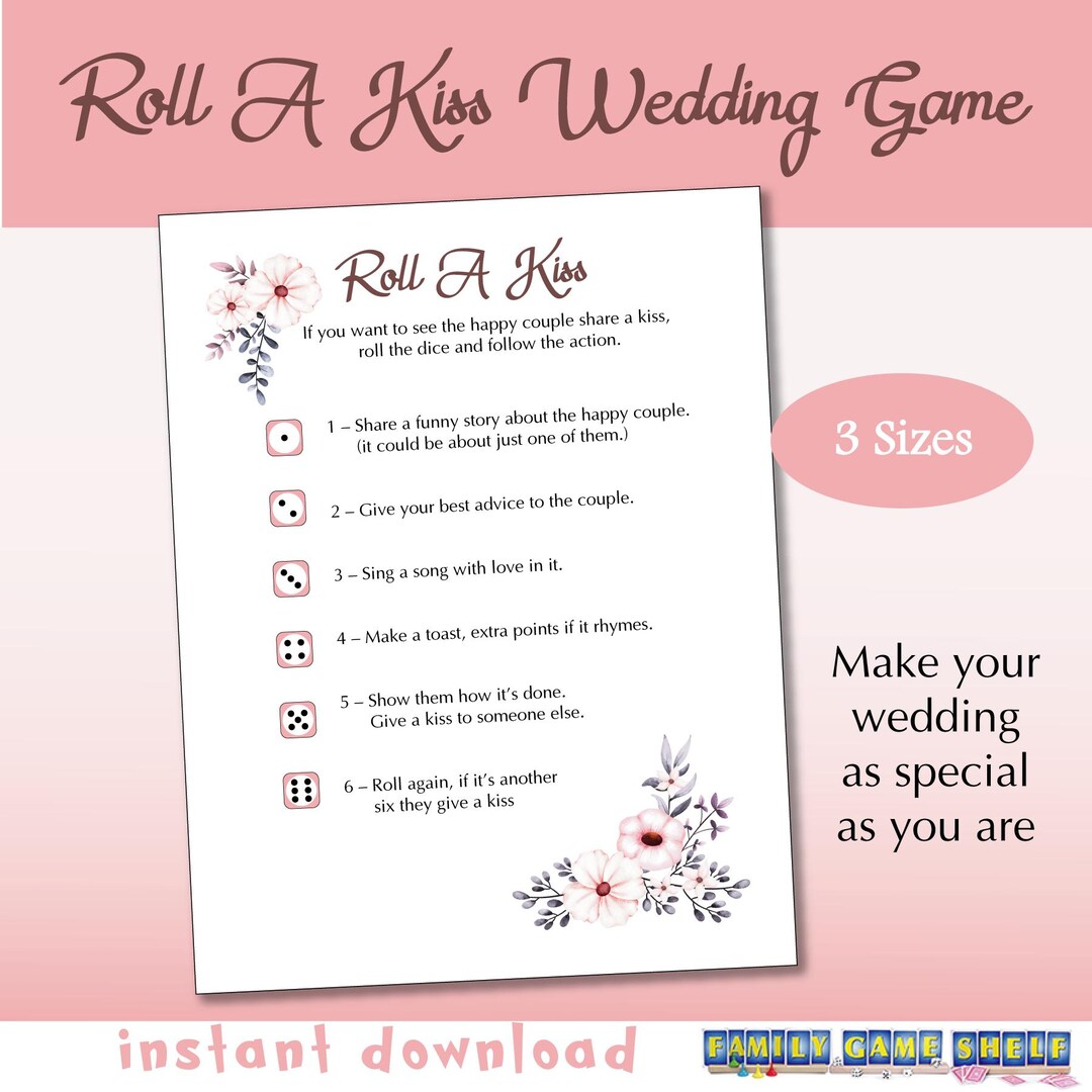 Wedding Dice Game Roll A Kiss Wedding Reception Game, Wedding Kissing ...
