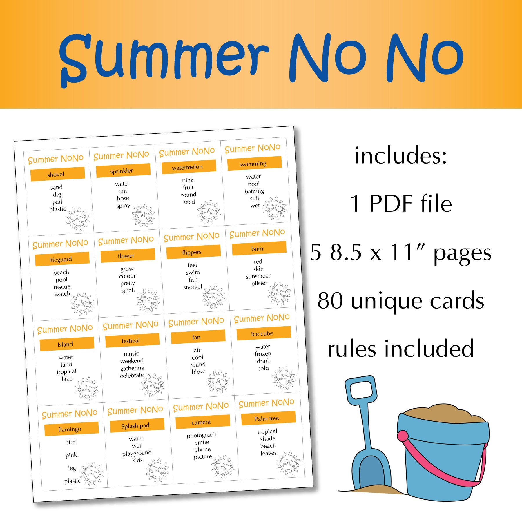 Printable Summer Board Game for Family Game Night, Summer Party Game ...