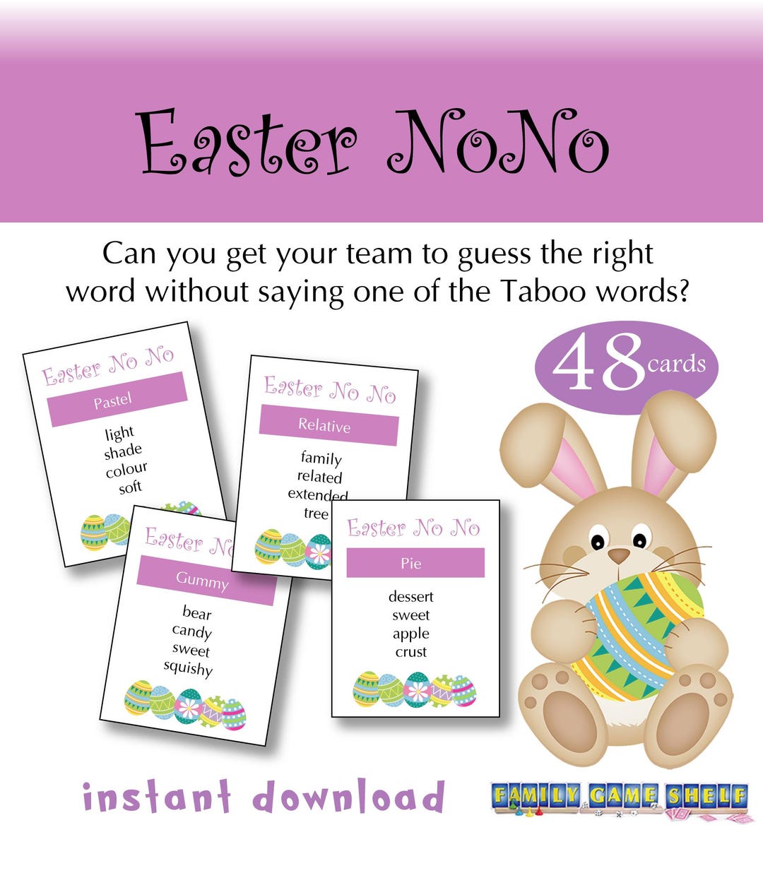 Easter No No Party Game Printable, Spring Family Game Night Word Game ...