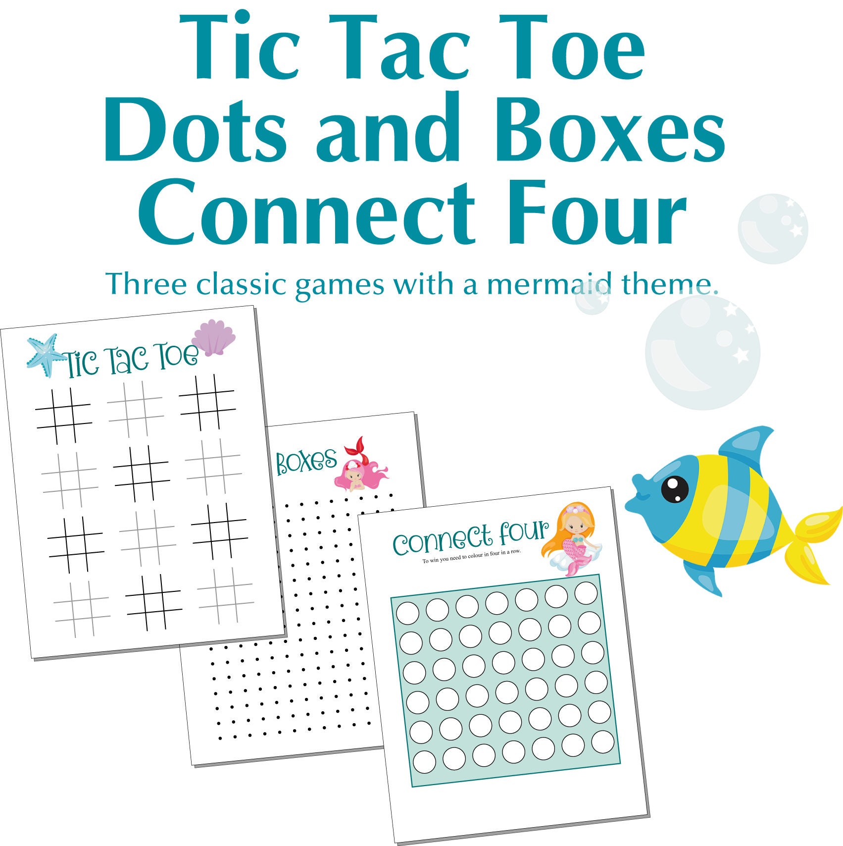Mermaid Game Bundle, Printable Mermaid Games, Mermaid Printable, Under ...