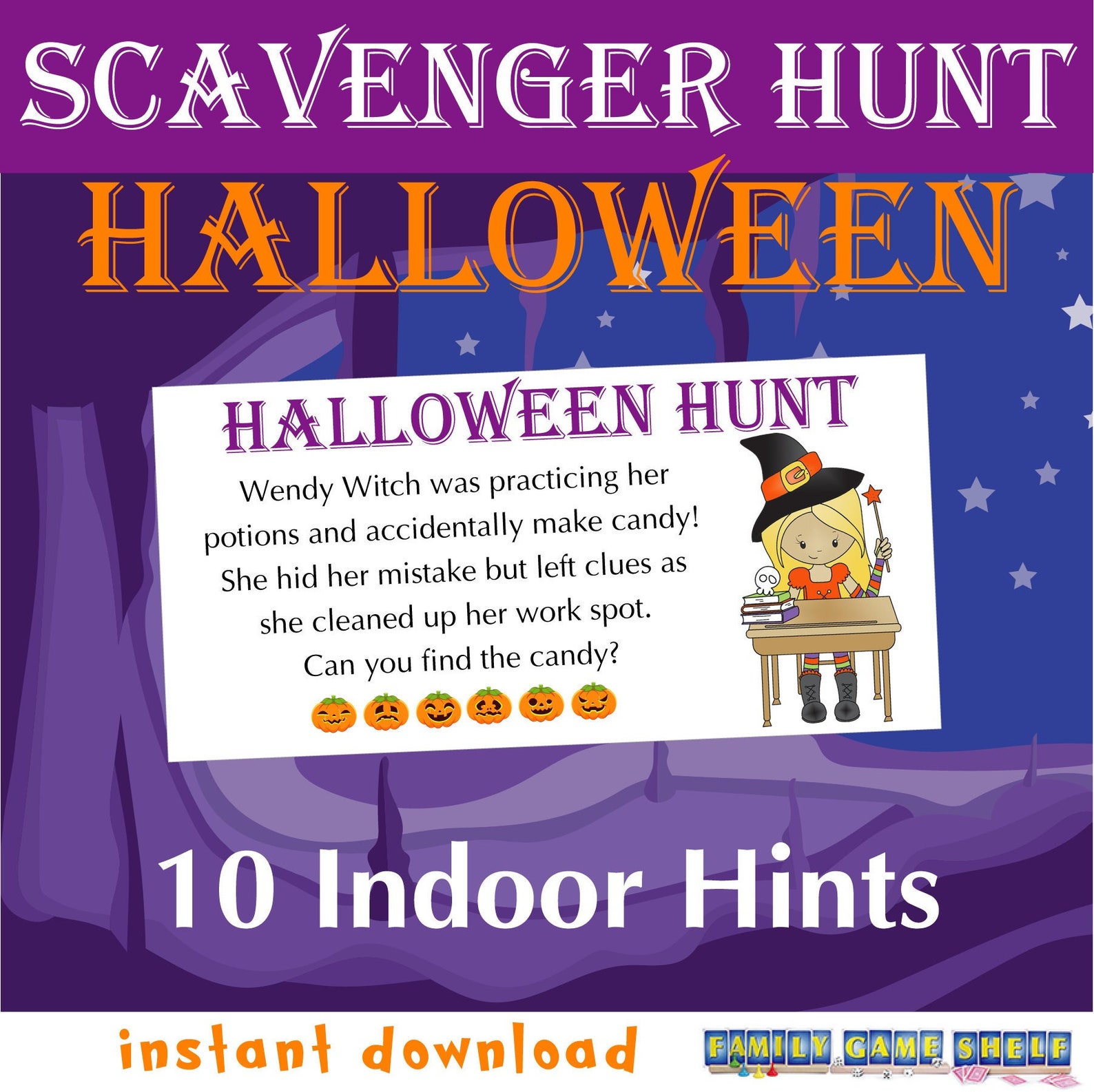 Printable Indoor Halloween Scavenger Hunt, Halloween Treasure Hunt ...