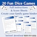 Printable Dice Game Rules and Instructions for 20 Fun Dice Games for ...