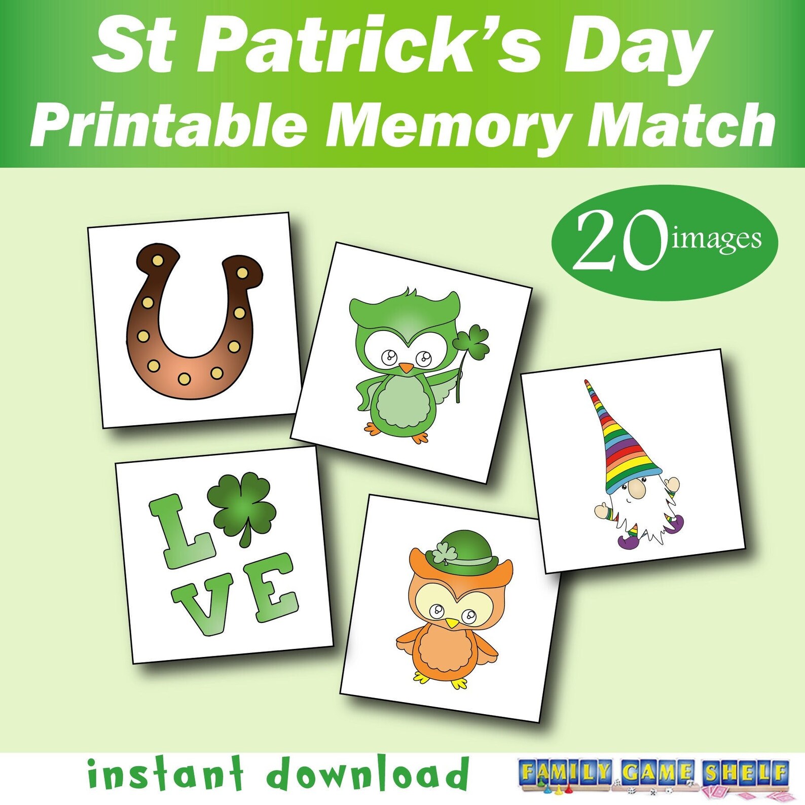 Printable St Patrick's Day Memory Match Game, St Patricks Day Party ...