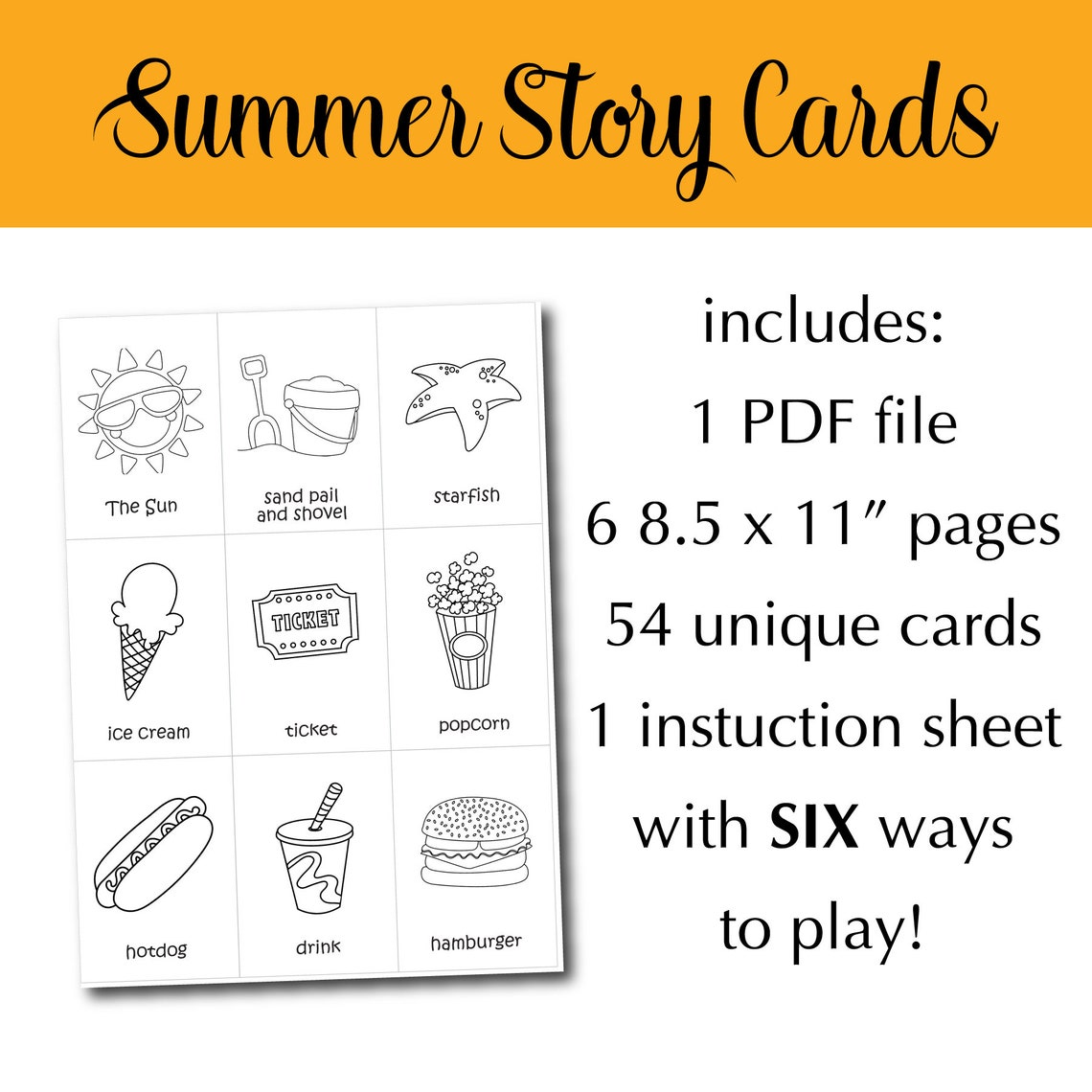 Printable Summer Story Cards, Summer Game, Printable Summer Game ...