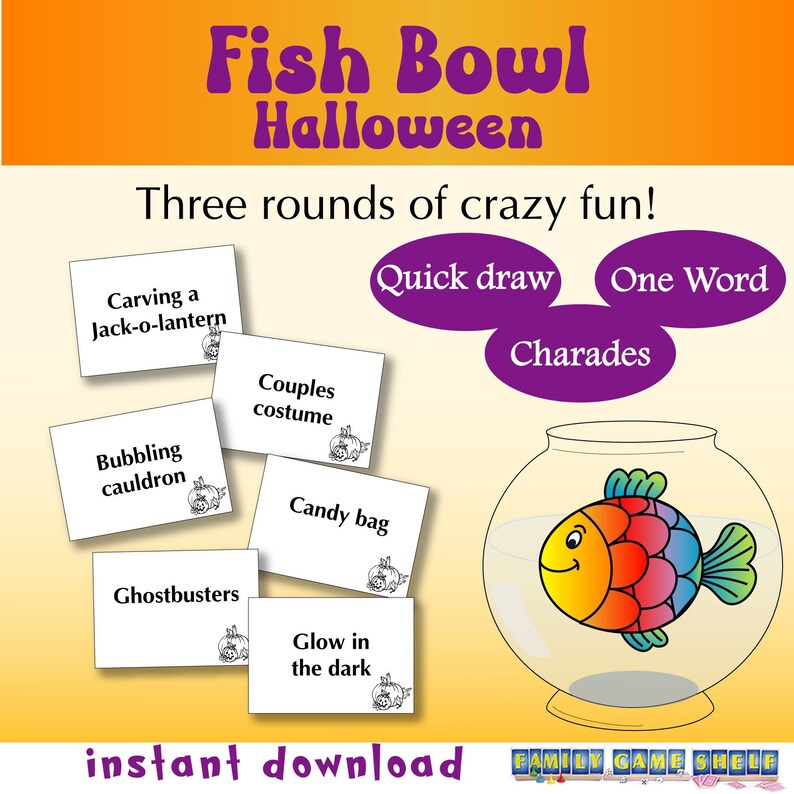 Printable Board Game Fish Bowl Halloween Party Game, Adult Game, Family ...