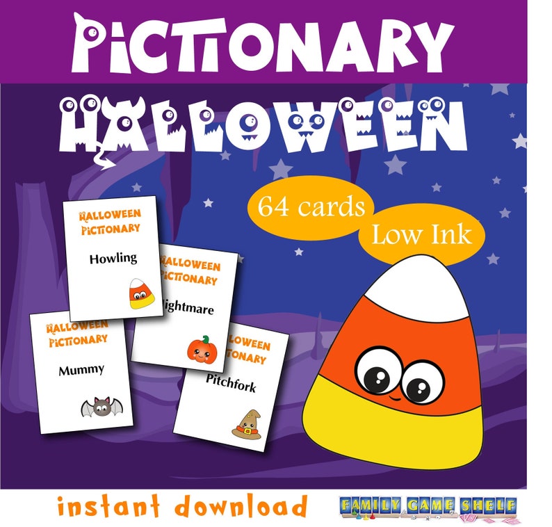 Printable Halloween Pictionary or Halloween Charades Cards for Family ...