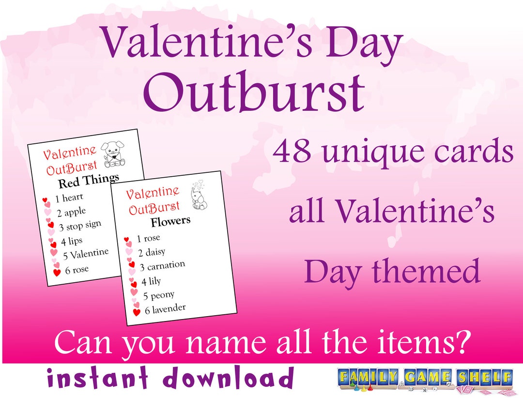 Printable Valentine's Day Outburst Party Game for Families - Etsy