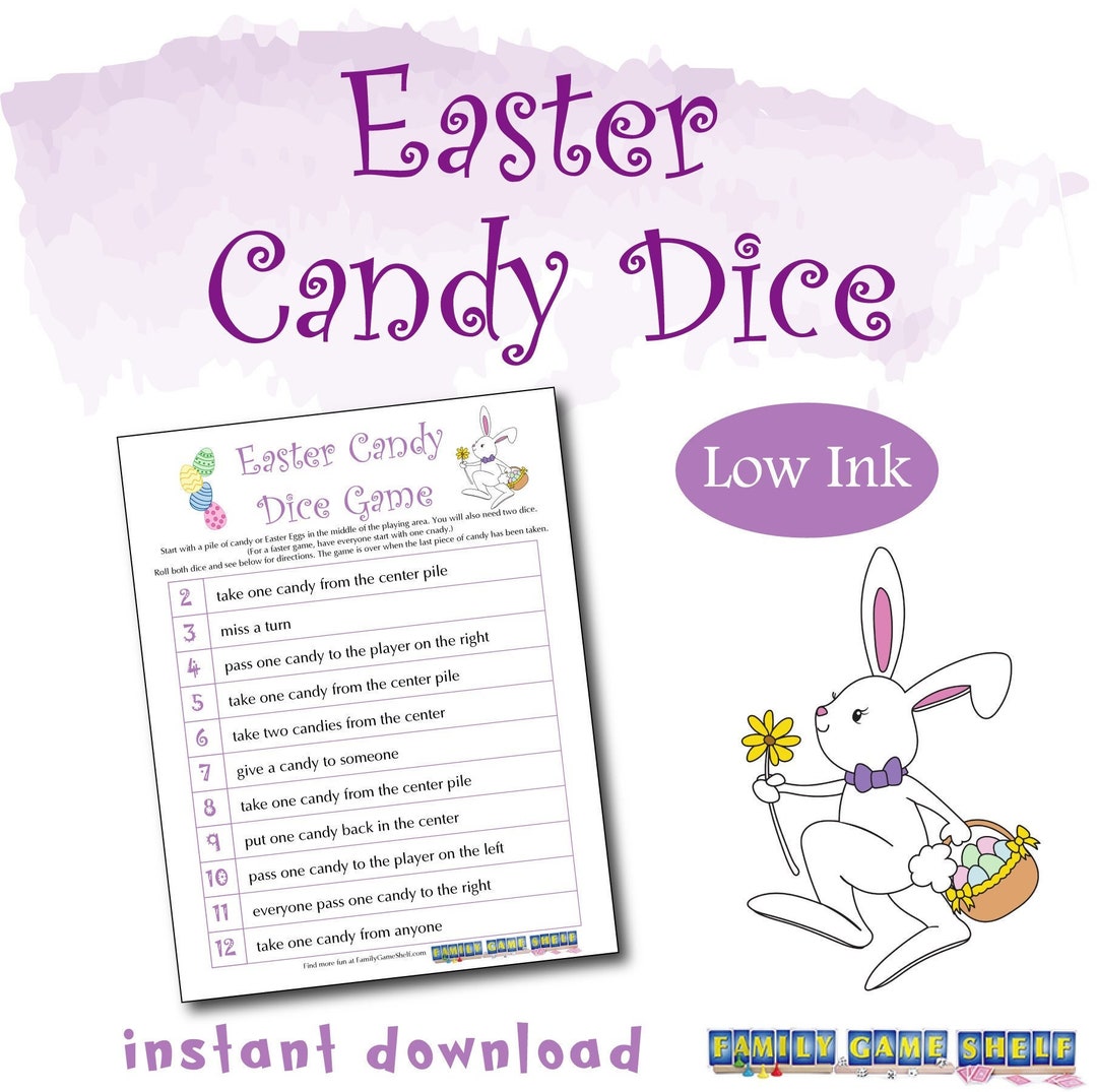 Printable Easter Candy Dice Game, Easter Party Game Printable, Kids ...