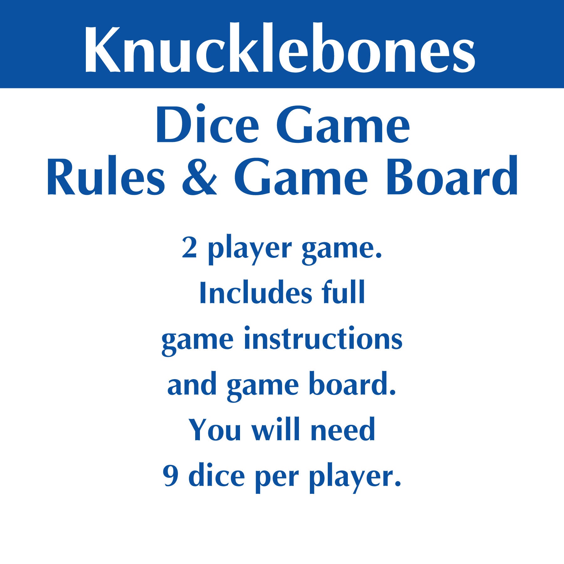 Knucklebones Dice Game Printable Family Game for Game Night or Board ...
