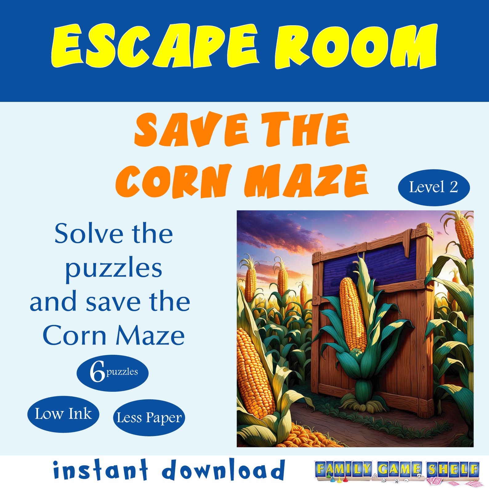 Printable Escape Room for Kids Party Game, Save the Corn Maze, Escape ...
