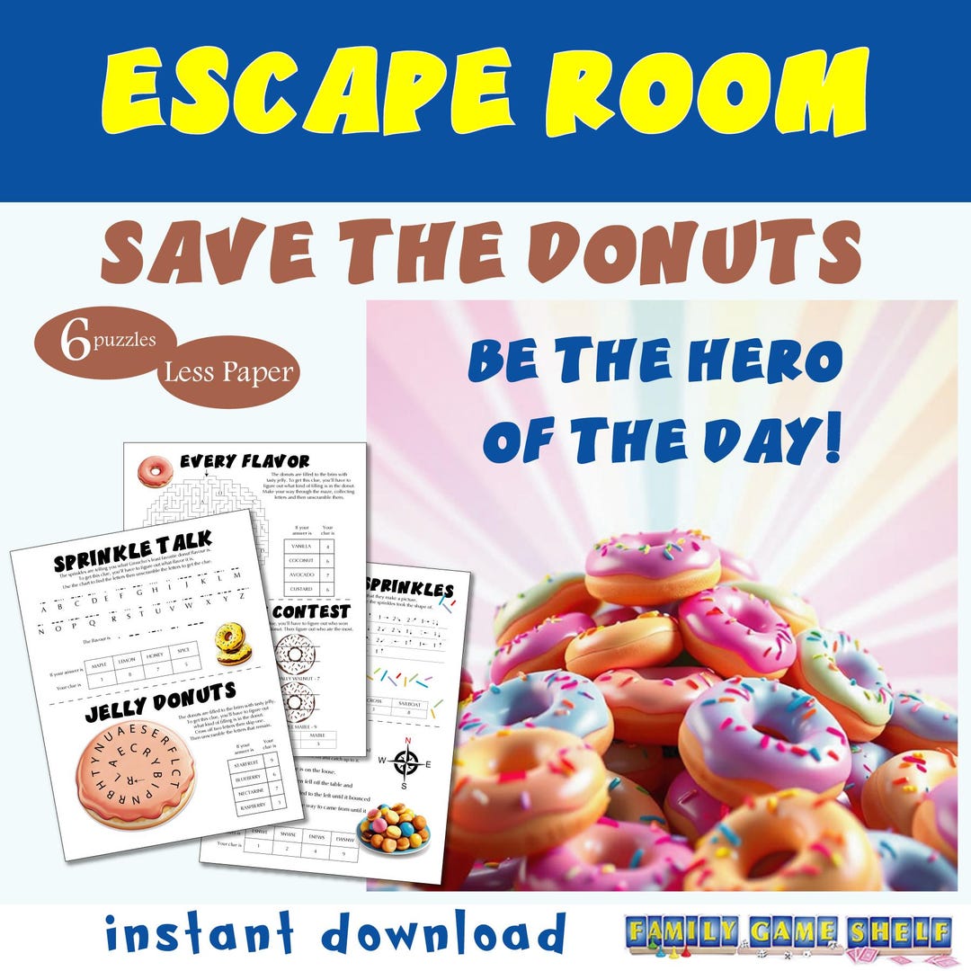 Escape Room for Kids Save the Donuts, Escape Room Kit for Kids, Family ...