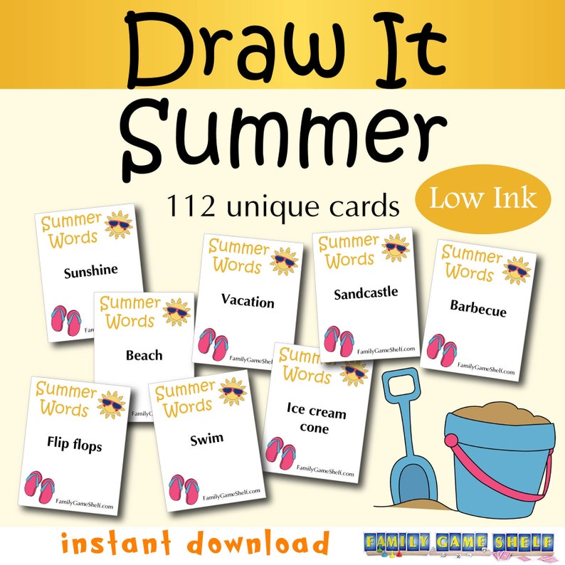 Summer Words Game, Summer Pictionary, Summer Charades, Printable Summer ...