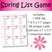 Large Print Printable Spring List Game, Spring Party Game Printable ...