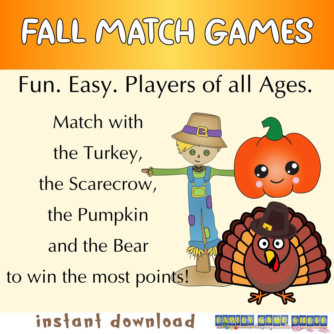 Printable Fall Match Games Bundle for Families, Finish the Phrase Game ...