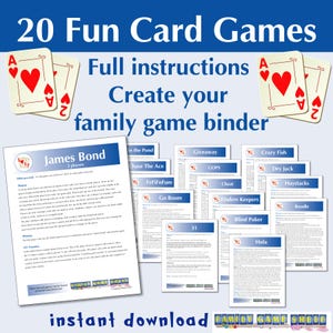 Printable Card Game Rules and Instructions for 20 Fun Card Games for ...