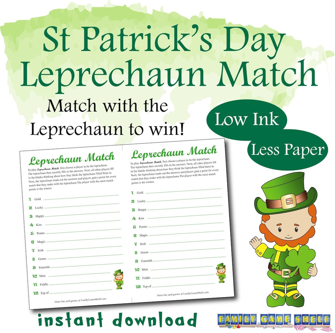 Printable St Patrick's Day Leprechaun Match Game, St Patricks Day Party ...