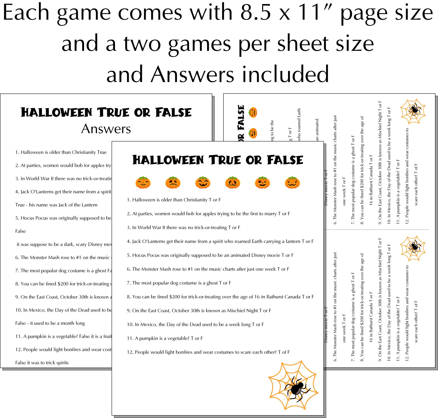 Halloween Trivia Game Pack, Halloween Party Game, Printable Trivia Game ...