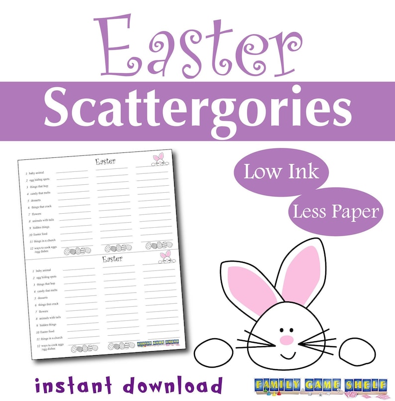 Printable Easter Scattergories Party Game, Easter Party Game, Easter ...