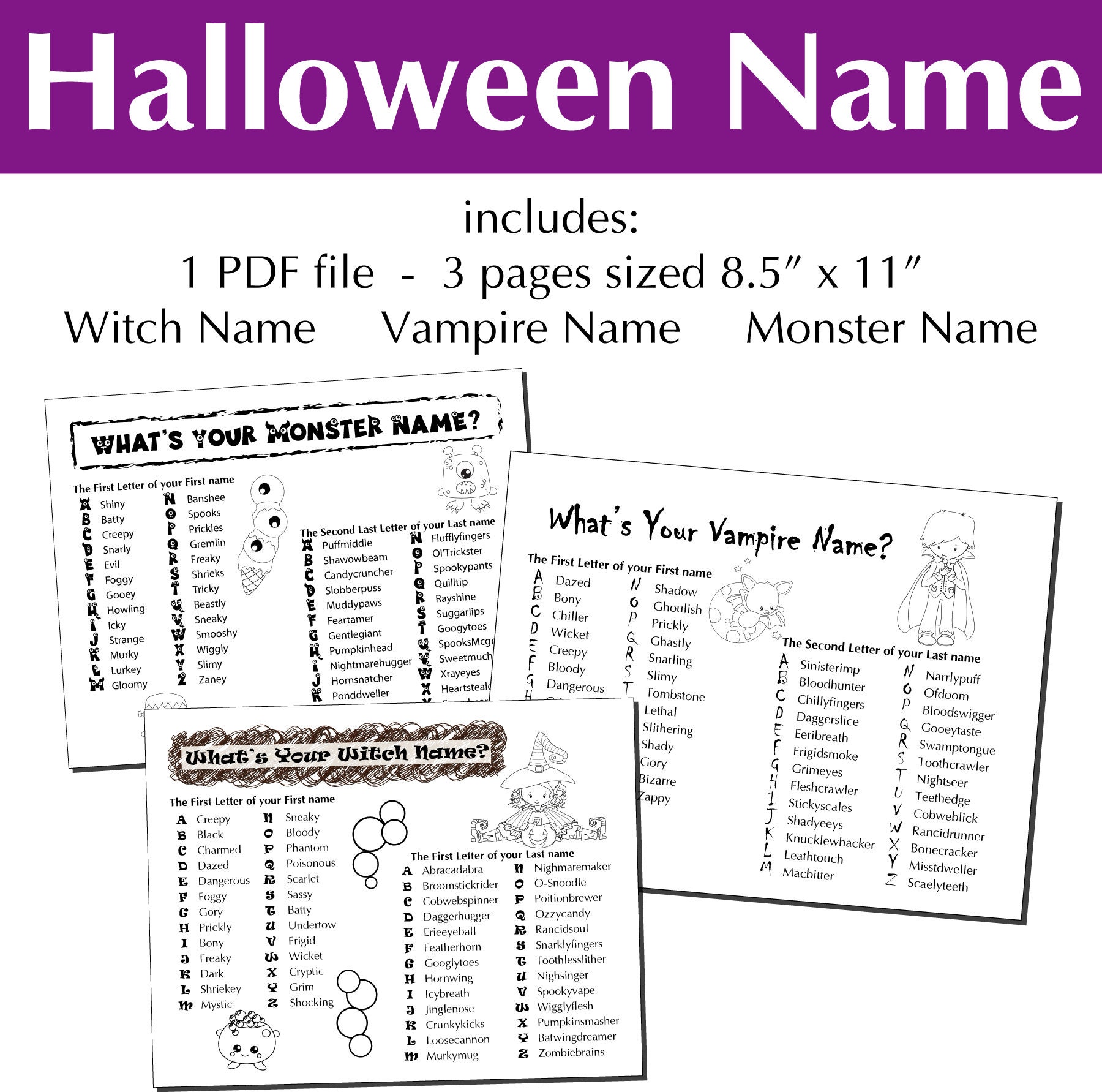 Printable Halloween Name Finder, What's Your Witch Name? What's Your ...