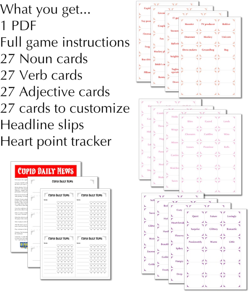 Printable Valentine's Day Game for Kids, Valentines Activity, Headline ...