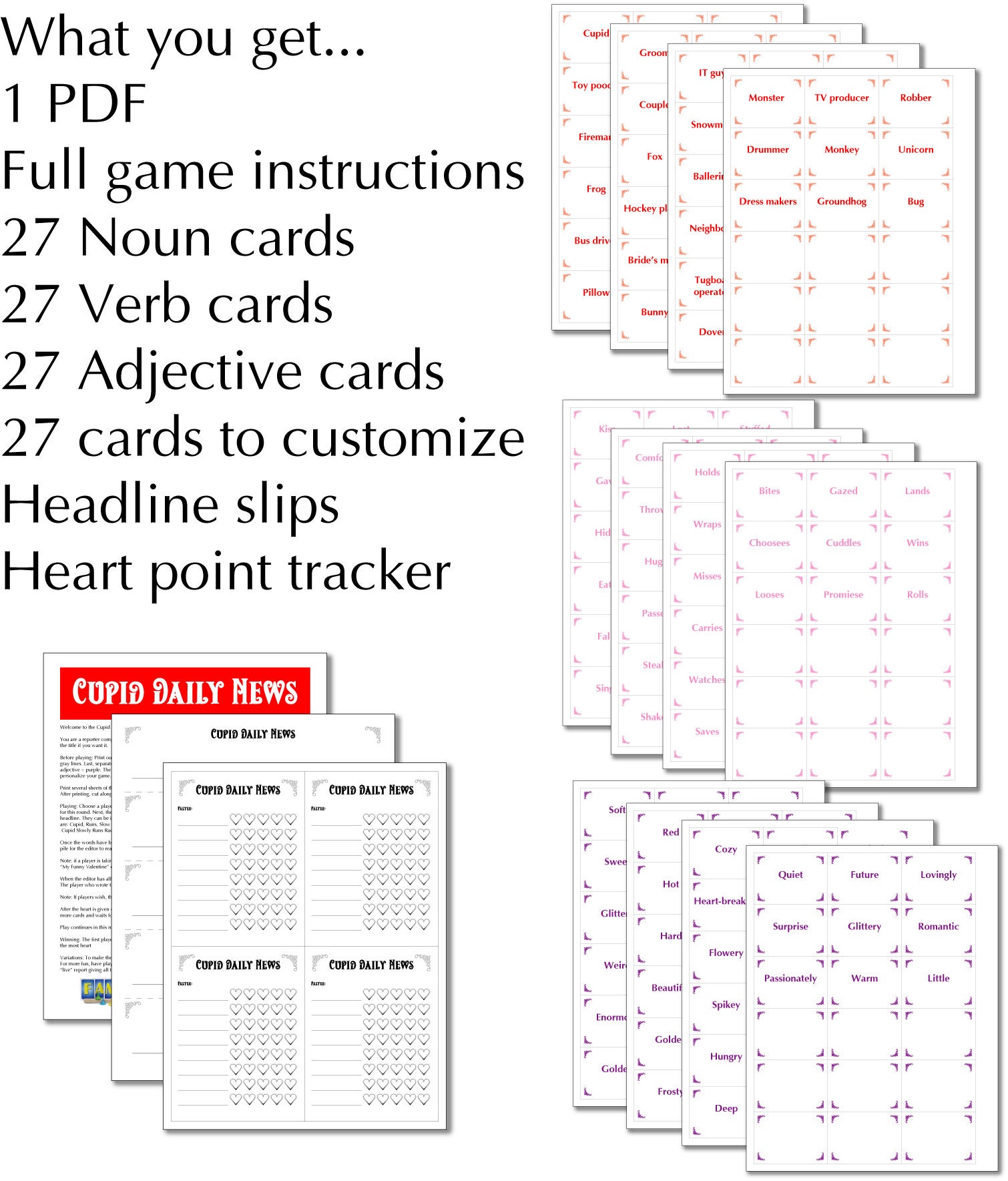 Printable Valentine's Day Game for Kids, Valentines Activity, Headline ...