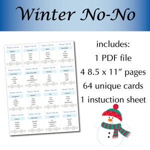 Printable Winter No No Word Game/ Winter Outburst Game - Etsy
