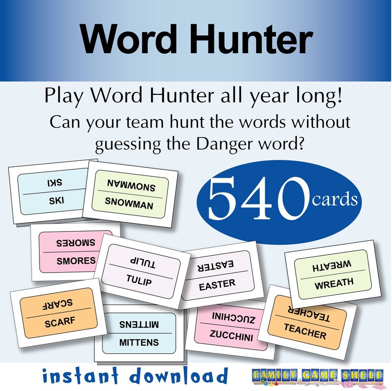 Printable Seasonal Word Game Cards Bundle, Word Hunter Seasonal Bundle ...